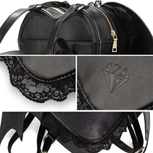 Neevas Fashion Girl Gothic Black Bat Heart Wings Backpack Goth Punk Lace Wing Bag One_Size