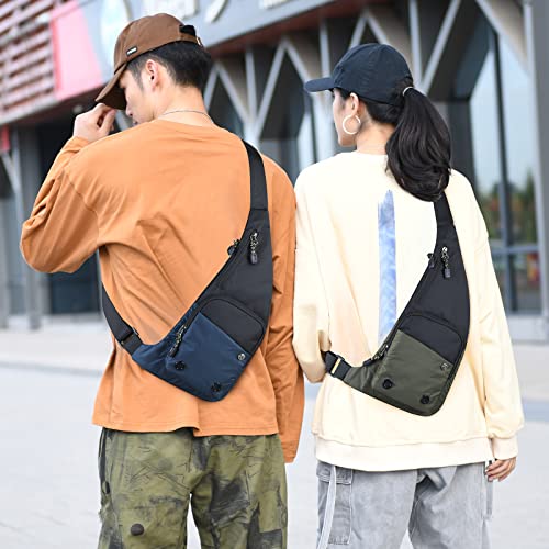 Peicees Sling Bag for Men Women Shoulder Bag Sling Backpack Durable Chest Bag for Running Camping Exercise Outdoor (S_Black)