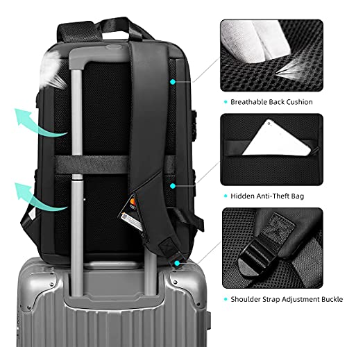 FENRUIEN Business Laptop Backpack for Men Fits 15.6 Inch, 4-layer Waterproof Backpack Computer Bag Daily with USB Charging for School Work Office College Airplane