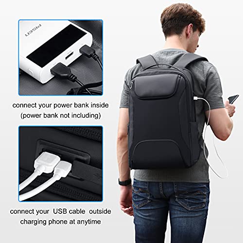 FENRUIEN Business Laptop Backpack for Men Fits 15.6 Inch, 4-layer Waterproof Backpack Computer Bag Daily with USB Charging for School Work Office College Airplane