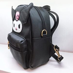 Cartoon Anime Mini Cute PU Backpack Shoulder Bag Backpack Handbag for Kids Girls Cosplay (BLACK)