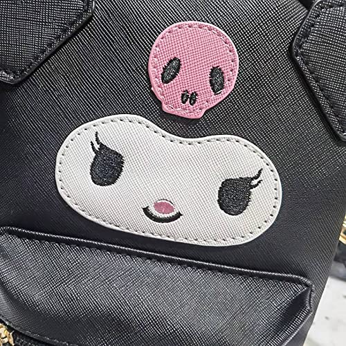 Cartoon Anime Mini Cute PU Backpack Shoulder Bag Backpack Handbag for Kids Girls Cosplay (BLACK)