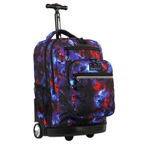 j world new york sundance rolling backpack roller bookbag, galaxy, 20 x 13 x 9 (h x w x d)