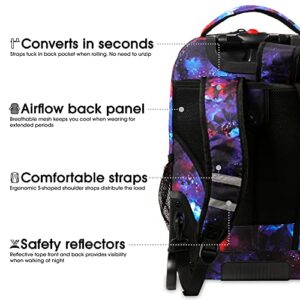 J World New York Sundance Rolling Backpack Roller Bookbag, Galaxy, 20 X 13 X 9 (H X W X D)