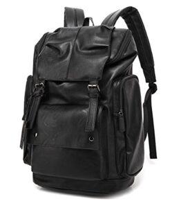 baosha bp-16 pu leather casual backpack college backpack daypack black