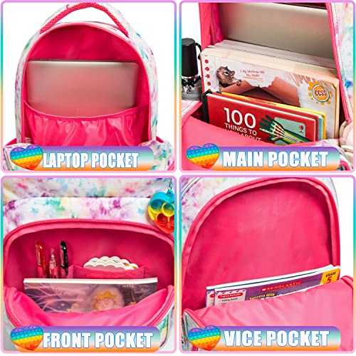 Meetbelify Rolling Backpack for Girls Wheels Backpacks for Elementary Student Kids Wheeled Trolley Trip Luggage for Teen Girls with Lunch Box Pencil Case