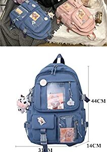 Kawaii Backpack with Pins Kawaii School Backpack Cute Aesthetic Backpack Cute Kawaii Backpack for School (Beige,With Accessories)