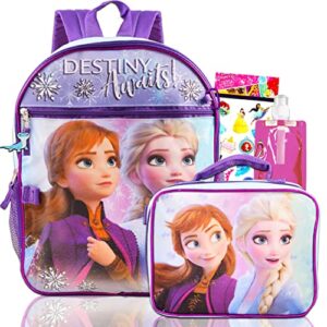 disney frozen backpack set for girls ~ 5 pc deluxe 16″ frozen backpack with lunch bag, stickers, and more (frozen school supplies)