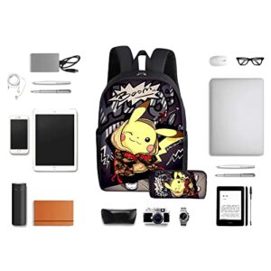 AEXNNZD 2Pcs Anime Backpack Set 16 Inch Backpacks With Pencil Case Multifunction 3D Printed Sports Daypack Travel Bag