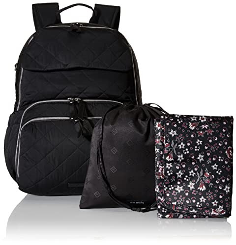 Vera Bradley Performance Twill Backpack Baby Diaper Bag, Black,One Size