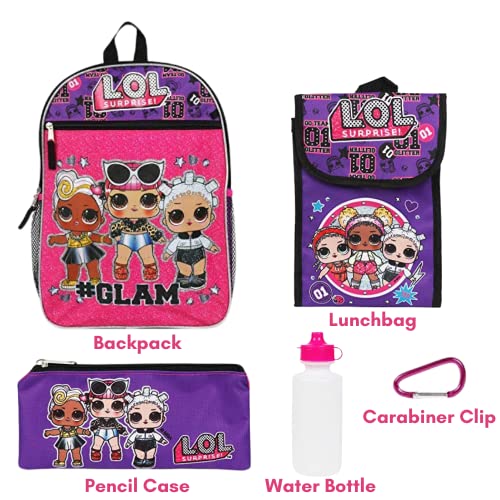 LOL Surprise Purple Back too School Essentials Set for Girls, Purple, Size 16"