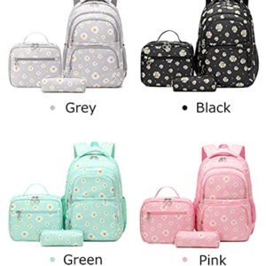 3Pcs Daisy Prints Backpack Sets Kids Bookbag Primary School Daypack Elementary Students Knapsack for Teens Girls