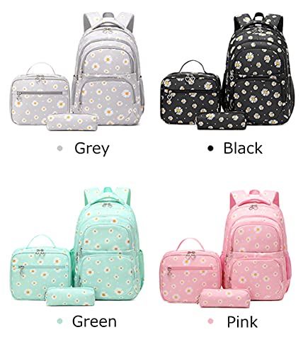 3Pcs Daisy Prints Backpack Sets Kids Bookbag Primary School Daypack Elementary Students Knapsack for Teens Girls