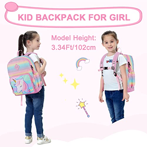 VASCHY Unicorn Backpack for Little Girls, Cute Rainbow Glitter Lightweight Water Resistant Preschool Backpack for Kids,Toddlers Kindergarten School Bag