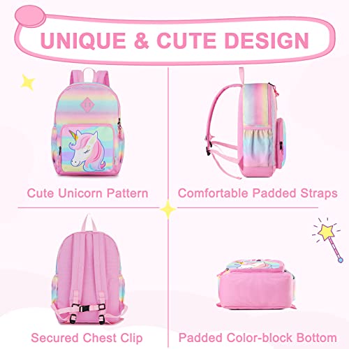 VASCHY Unicorn Backpack for Little Girls, Cute Rainbow Glitter Lightweight Water Resistant Preschool Backpack for Kids,Toddlers Kindergarten School Bag