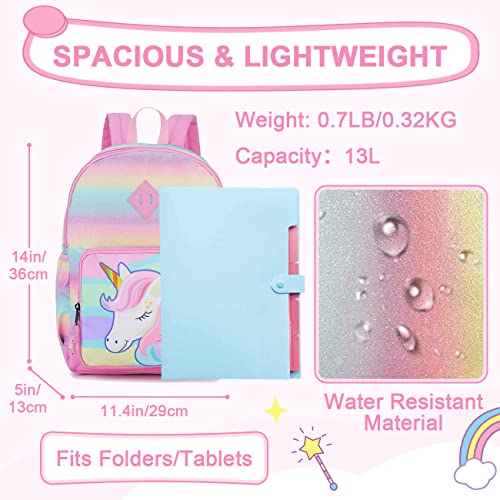 VASCHY Unicorn Backpack for Little Girls, Cute Rainbow Glitter Lightweight Water Resistant Preschool Backpack for Kids,Toddlers Kindergarten School Bag