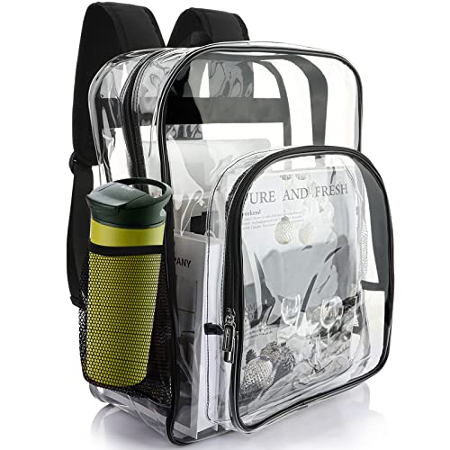 Nausear Clear Backpack Heavy Duty Large PVC Transparent Backpack See Through Backpack for School, Sports, Work, Stadium, Security, Travel, College - H18''xW14''xD8