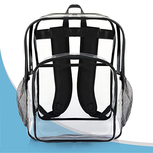 Nausear Clear Backpack Heavy Duty Large PVC Transparent Backpack See Through Backpack for School, Sports, Work, Stadium, Security, Travel, College - H18''xW14''xD8