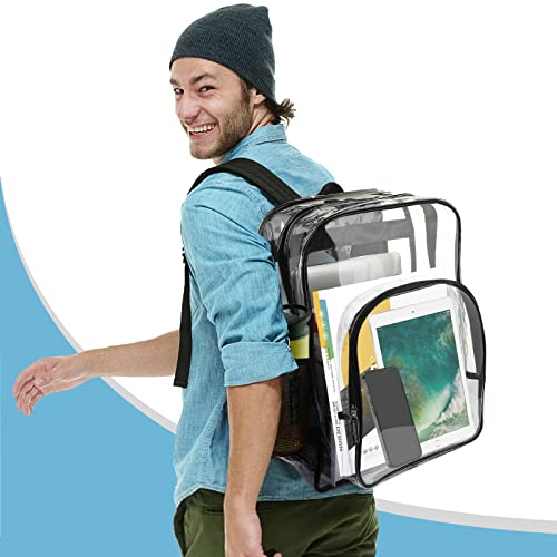 Nausear Clear Backpack Heavy Duty Large PVC Transparent Backpack See Through Backpack for School, Sports, Work, Stadium, Security, Travel, College - H18''xW14''xD8