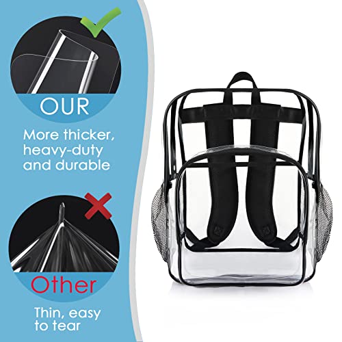 Nausear Clear Backpack Heavy Duty Large PVC Transparent Backpack See Through Backpack for School, Sports, Work, Stadium, Security, Travel, College - H18''xW14''xD8