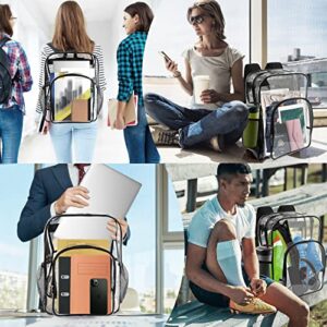 Nausear Clear Backpack Heavy Duty Large PVC Transparent Backpack See Through Backpack for School, Sports, Work, Stadium, Security, Travel, College - H18''xW14''xD8