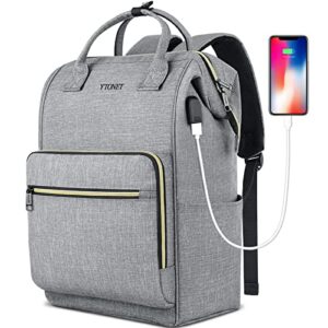 17 inch laptop backpack for women, extra large 40l travel backpack with usb charging port anti theft procket, water resistant airline approved carry on bag college backpack purse school bookbag, grey