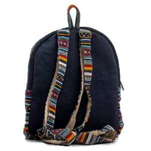 Mini Hemp Backpack Bag - Blue Boho Eco Friendly Unisex Rustic Durable by Freakmandu