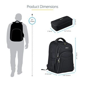 StarTech.com Unisex Backpack Ergonomic Computer Bag with Removable Accessory Case-Laptop/Tablet Pockets-Nylon, Black, 17.3" Professional IT Tech Work/Travel/Commute (NTBKBAG173)