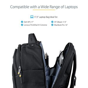 StarTech.com Unisex Backpack Ergonomic Computer Bag with Removable Accessory Case-Laptop/Tablet Pockets-Nylon, Black, 17.3" Professional IT Tech Work/Travel/Commute (NTBKBAG173)