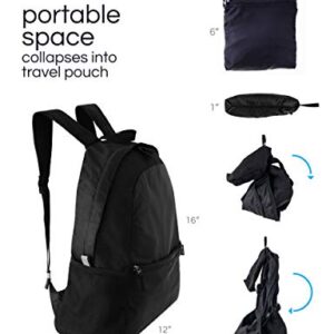 Peak Gear Foldable Backpack - Compact Packable Day Pack - Includes Lifetime Lost & Found ID