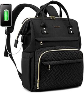 lovevook laptop backpack for women fashion business computer backpacks travel bags purse student bookbag teacher doctor nurse work backpack with usb port fits 17-inch laptop, black