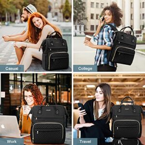 LOVEVOOK Laptop Backpack for Women Fashion Business Computer Backpacks Travel Bags Purse Student Bookbag Teacher Doctor Nurse Work Backpack with USB Port Fits 17-Inch Laptop, Black