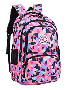 geometric-print backpack school-bag for girls-boys middle-school elementary bookbags, backpack for girls 10-12