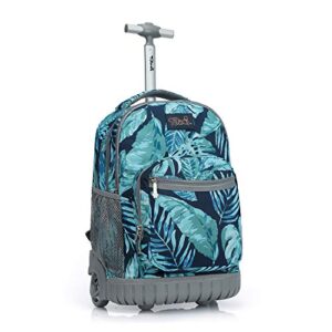 tilami rolling backpack 19 inch wheeled laptop boys girls travel school student trip, rainforest