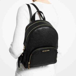 Michael Kors Jaycee Large 2 Zip Pocket Backpack Leather (Black)