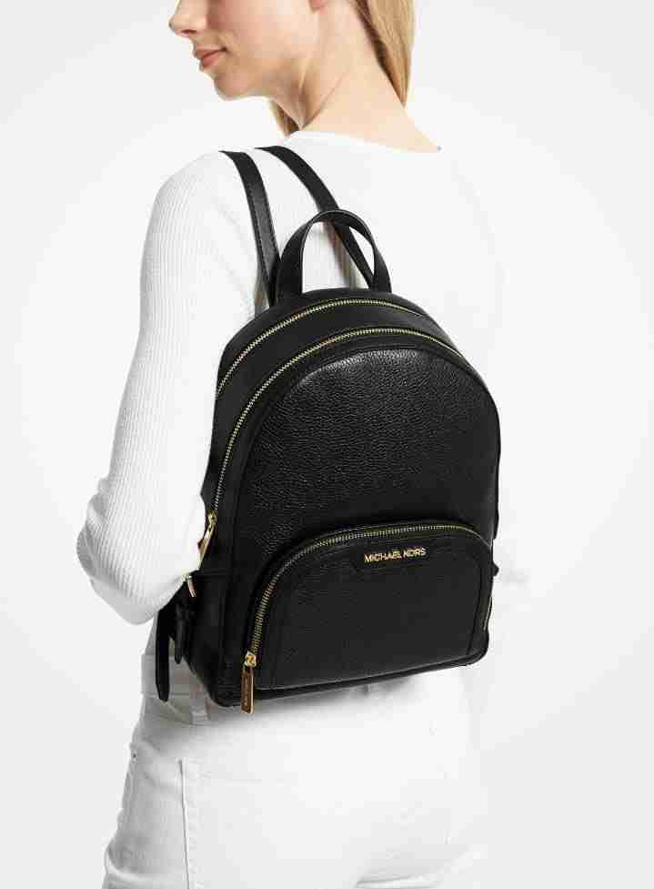 Michael Kors Jaycee Large 2 Zip Pocket Backpack Leather (Black)