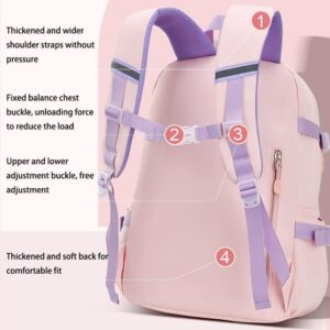 Cute Backpack Travel Bookbag for Women & Men Boys Girls School College Students Backpack Durable Water Resistant Pink-B Large