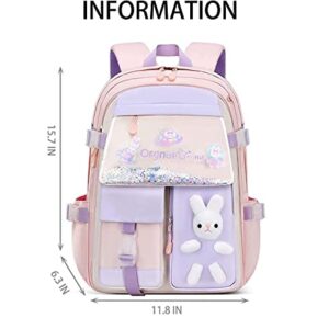 Cute Backpack Travel Bookbag for Women & Men Boys Girls School College Students Backpack Durable Water Resistant Pink-B Large