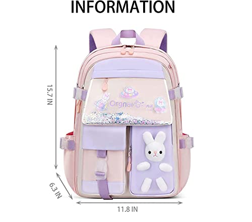 Cute Backpack Travel Bookbag for Women & Men Boys Girls School College Students Backpack Durable Water Resistant Pink-B Large