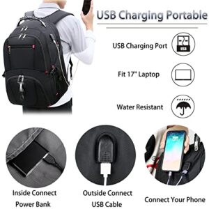 JeeLeeko Travel Backpack For Men 17 Inch Laptop Backpack Extra Large Business Work Bag for Men Women Anti Theft with USB Charging Port Water Resistant College School Bookbag Carry on Backpack 45L