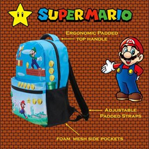 SUPER MARIO Nintendo’s Backpack for Boys & Girls, School Bag with Front and Side Pockets, Durable Gaming Bookbag with Padded Mesh Back and Adjustable Mesh Straps