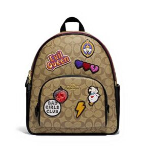 coach women’s court backpack (signature canvas – patches – villains motif – khaki multi)