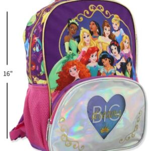 Disney Princess Girl's 16 Inch School Backpack Bag (One Size, Purple/Pink)