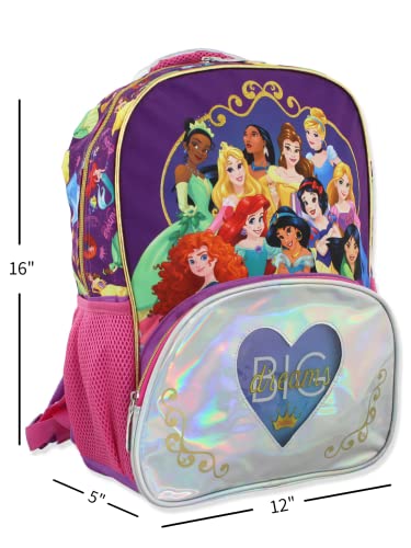 Disney Princess Girl's 16 Inch School Backpack Bag (One Size, Purple/Pink)