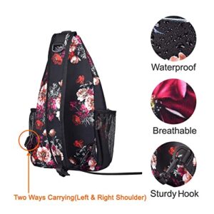 MOSISO Sling Backpack,Travel Hiking Daypack Cottonrose Crossbody Shoulder Bag, Black, Medium