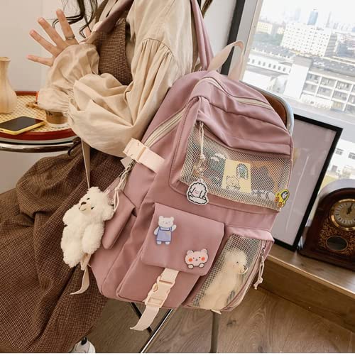 Thanps Kawaii Backpack with Cute Pin and Accessories Cute Kawaii Backpack for School Bag Kawaii Girl Backpack (Blue)