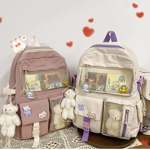 Thanps Kawaii Backpack with Cute Pin and Accessories Cute Kawaii Backpack for School Bag Kawaii Girl Backpack (Blue)