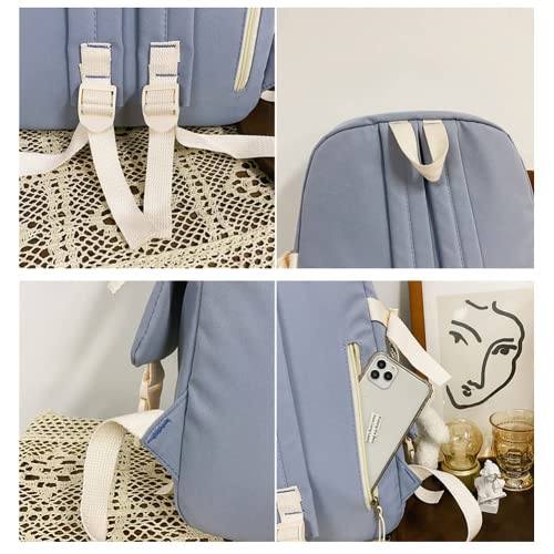 Thanps Kawaii Backpack with Cute Pin and Accessories Cute Kawaii Backpack for School Bag Kawaii Girl Backpack (Blue)