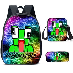 unspeak-able kids school bag set boys pencil case backpack starry sky printing book bags travel daypack girls game fans gift (sky)