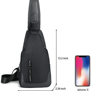 Aucuu Sling Backpack with USB Charging Port, Chest Bag Crossbody Daypack Shoulder Bag for Men, Hiking, Cycling, Travel - Black